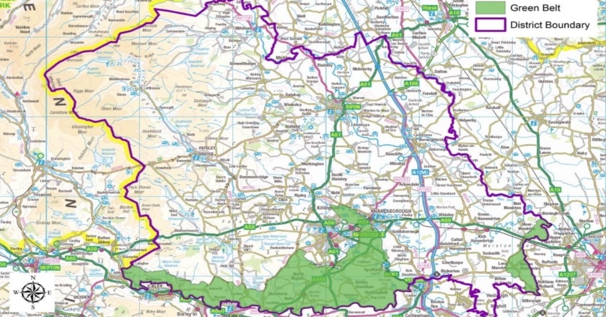 What is green belt land and how would Harrogate look without it?